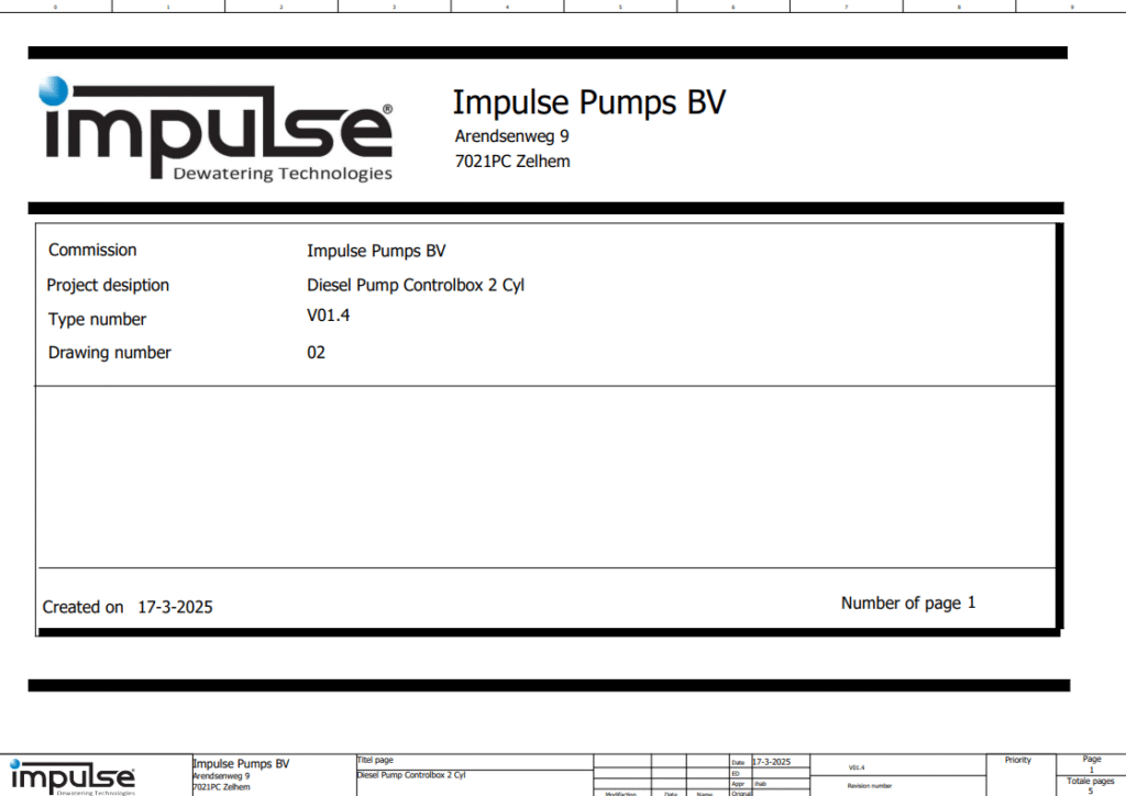V01.4_02 Diesel Pump Controlbox 2 Cyl – Wiring Diagram - Impulse Pumps B.V.